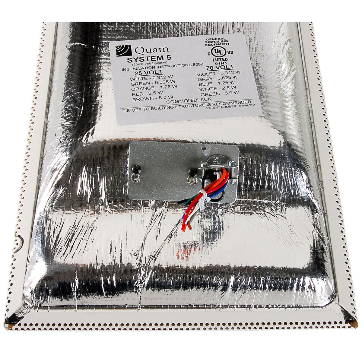 Quam SYSTEM 5 12" x 24" Lay-In Ceiling Tile Speaker 5W-25/70V